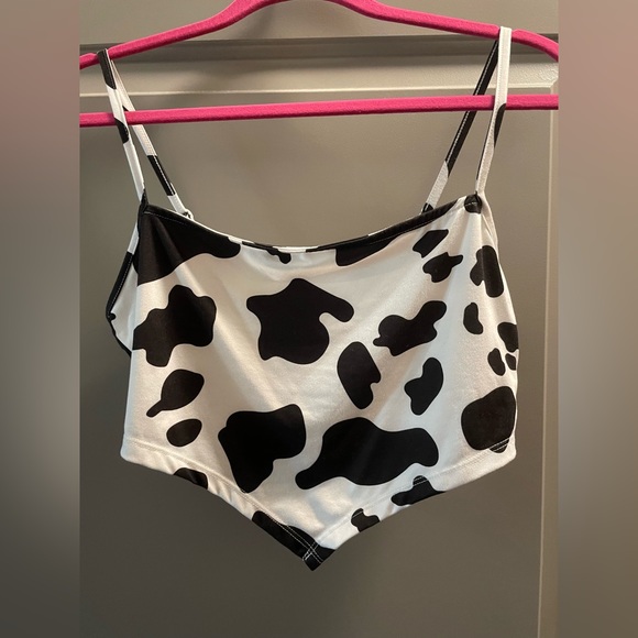SHEIN | Tops | Cow Print Triangle Crop Top | Poshmark